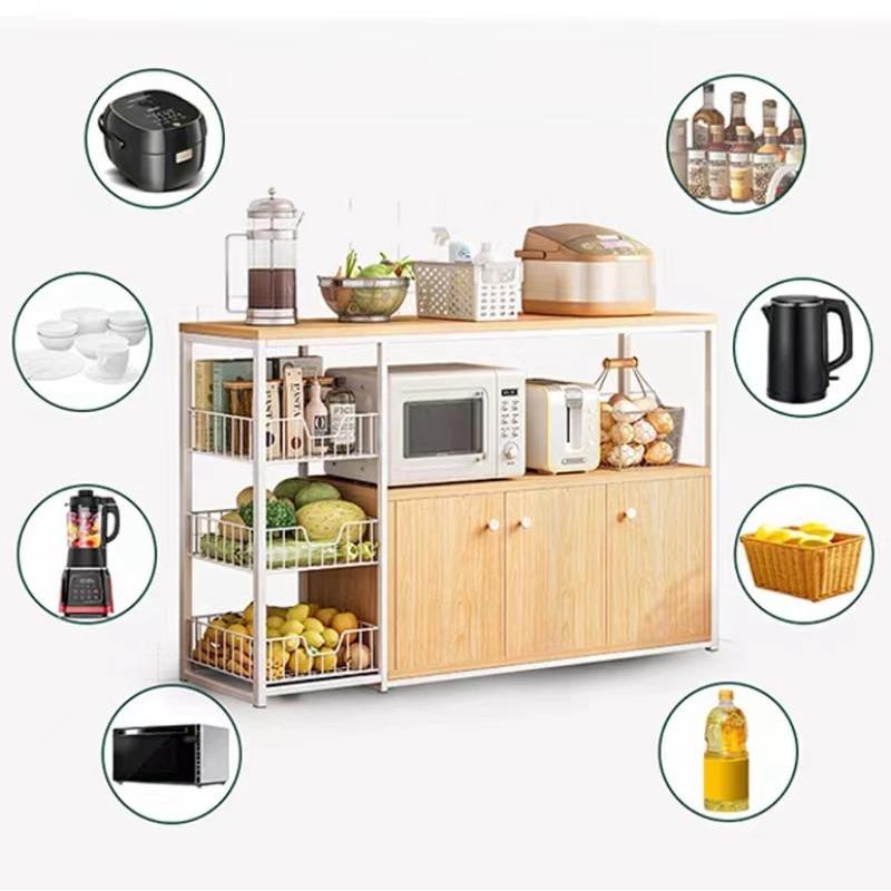 Wooden household multifunctional kitchen rack, simple design kitchen ...