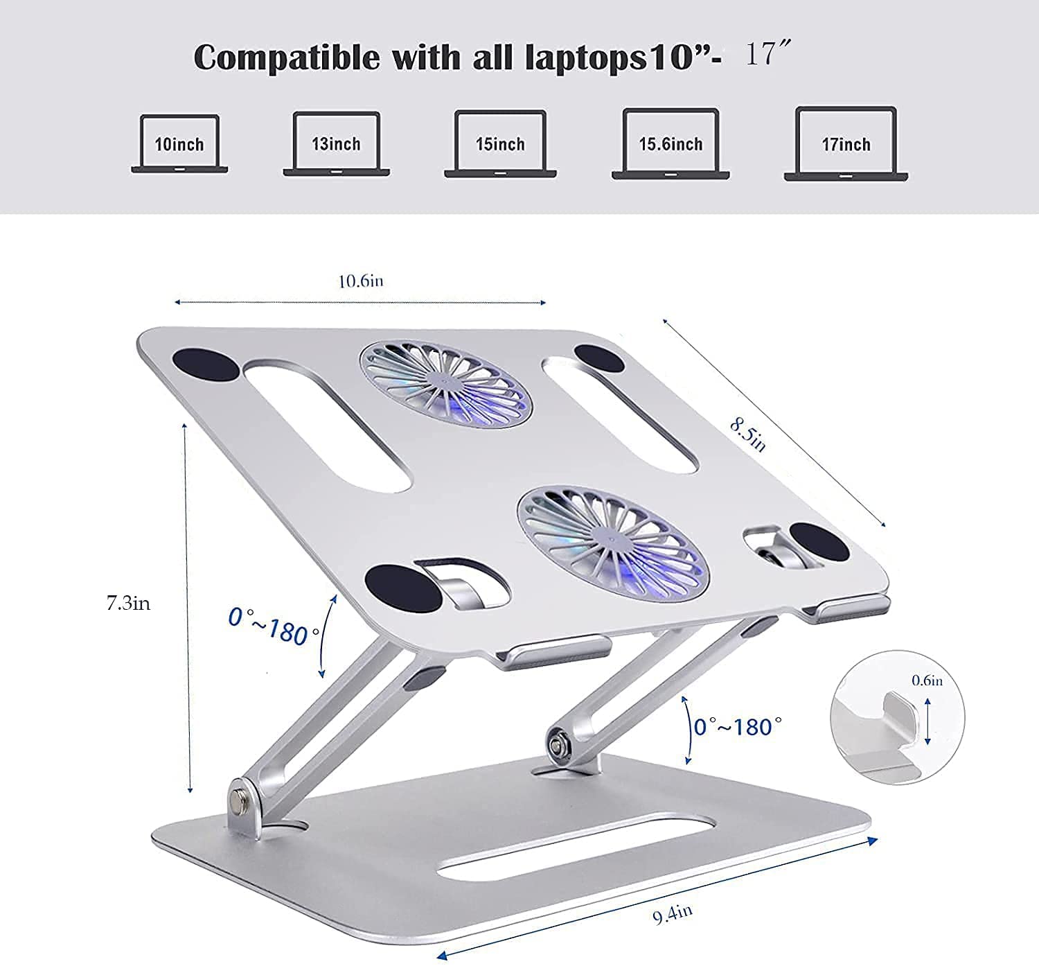 Meewoo Laptop Stand With Fan 360° Rotating Adjustable Foldable ...