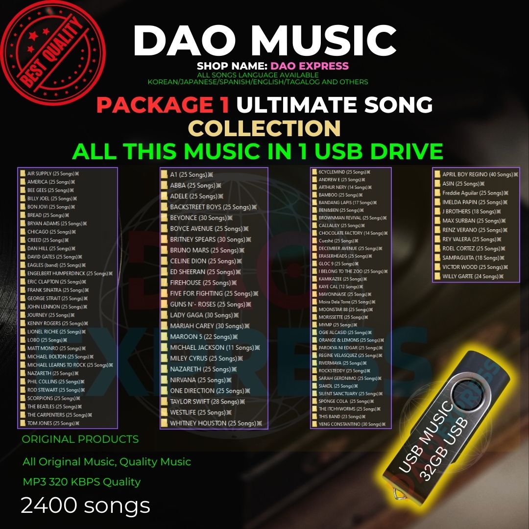 USB FLASHDRIVE May laman ng mga kanta Original 320 kbps Music Song ...