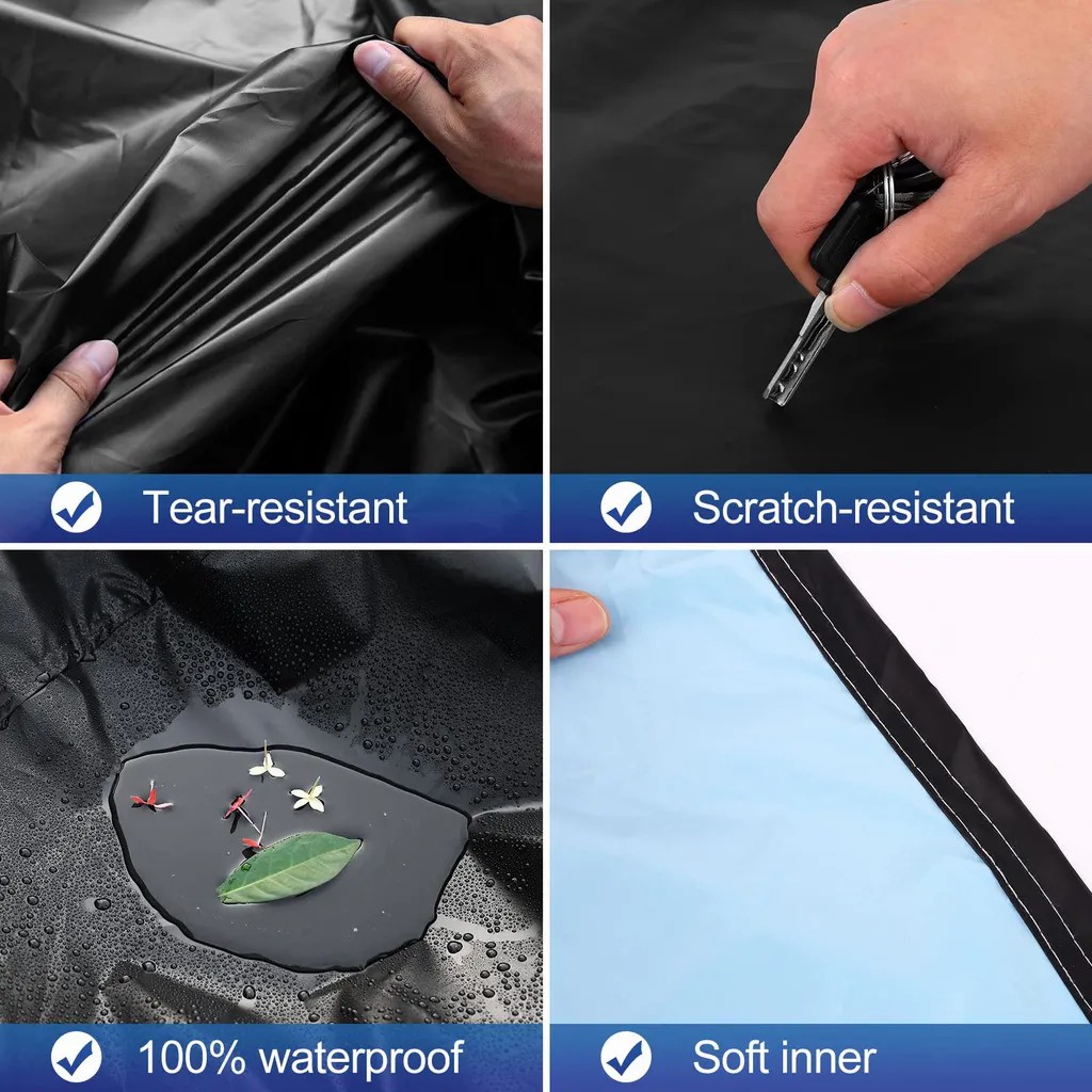 3 Layers Motorcycle Cover Rain Dust UV Outdoor Protection Motor Cover ...