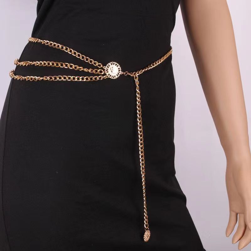 Elegant Gold Chain Retro Casual Waistband Women Chain Belt Charms ...