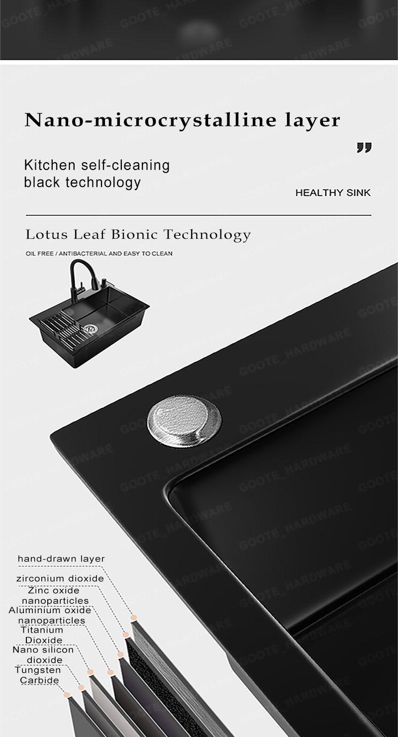 SUS304 Kitchen Sink Thickness Single Double Black & Silver Stainless ...