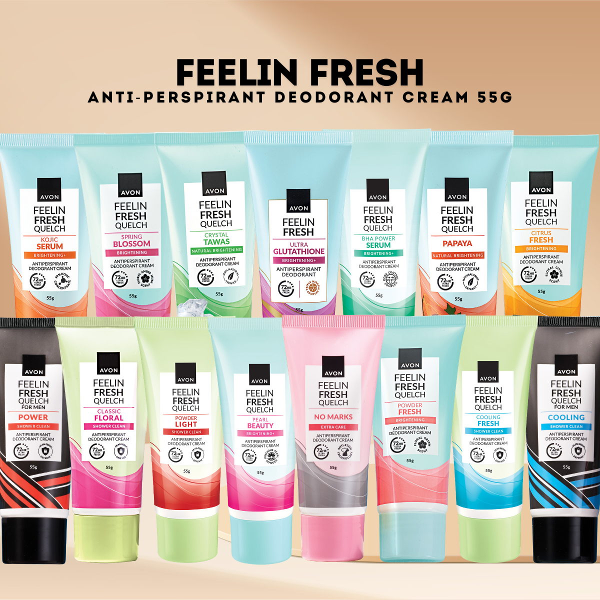 FEELIN FRESH QUELCH Anti-perspirant Deodorant Cream 55g | Shopee ...