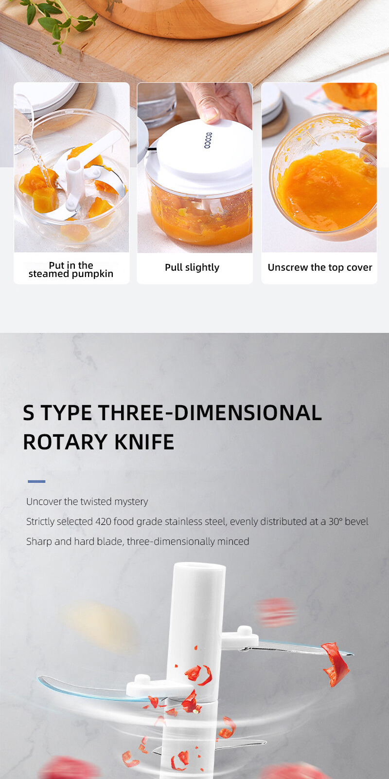 Ecoco Garlic Chopper and Onion Crusher Mini Meat Grinder Manual Food ...