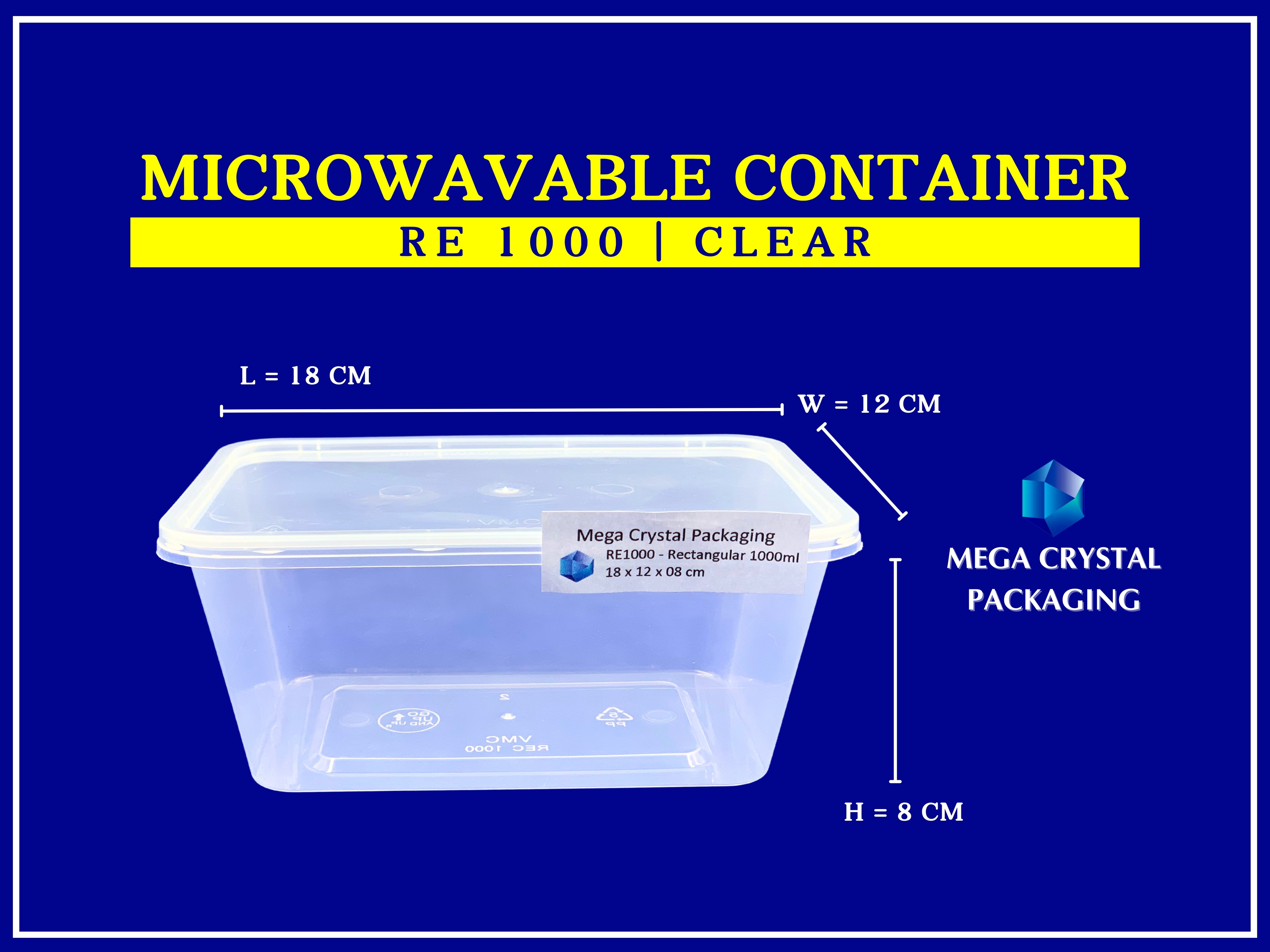 [ 10 Pcs ] Microwavable Container RE 1000 - Rectangular 1000 ml CLEAR ...