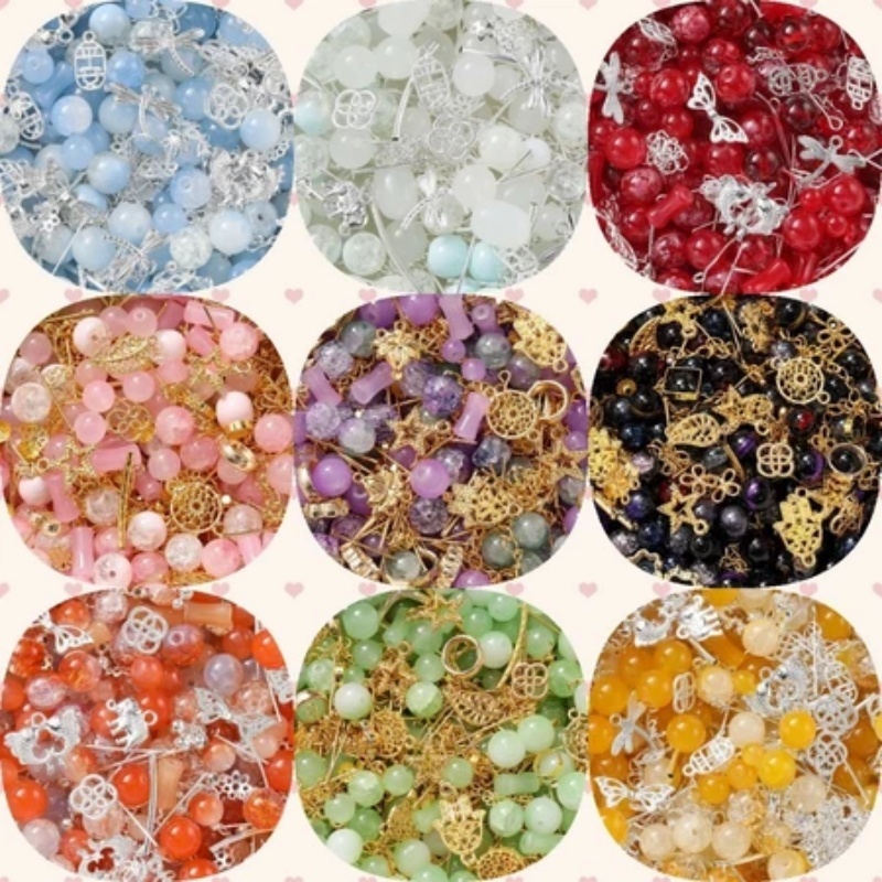 50g Mixed Glass Beads+Mixed Alloy Pendant Stylish Charm Jewelry Spacer ...