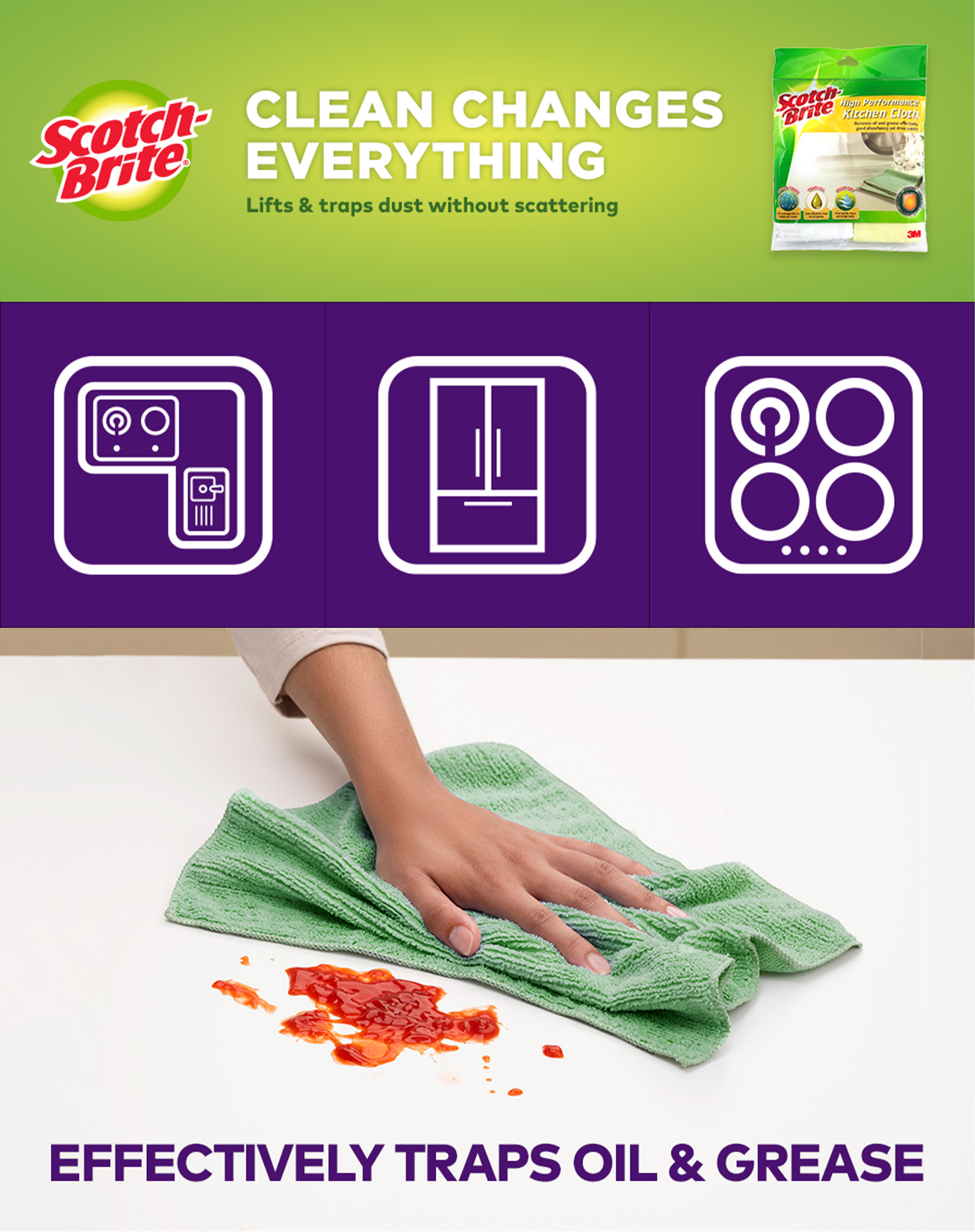 3M™ Scotch-Brite® High Performance Kitchen Cloth, Quick Dry, 2pcs/pack ...