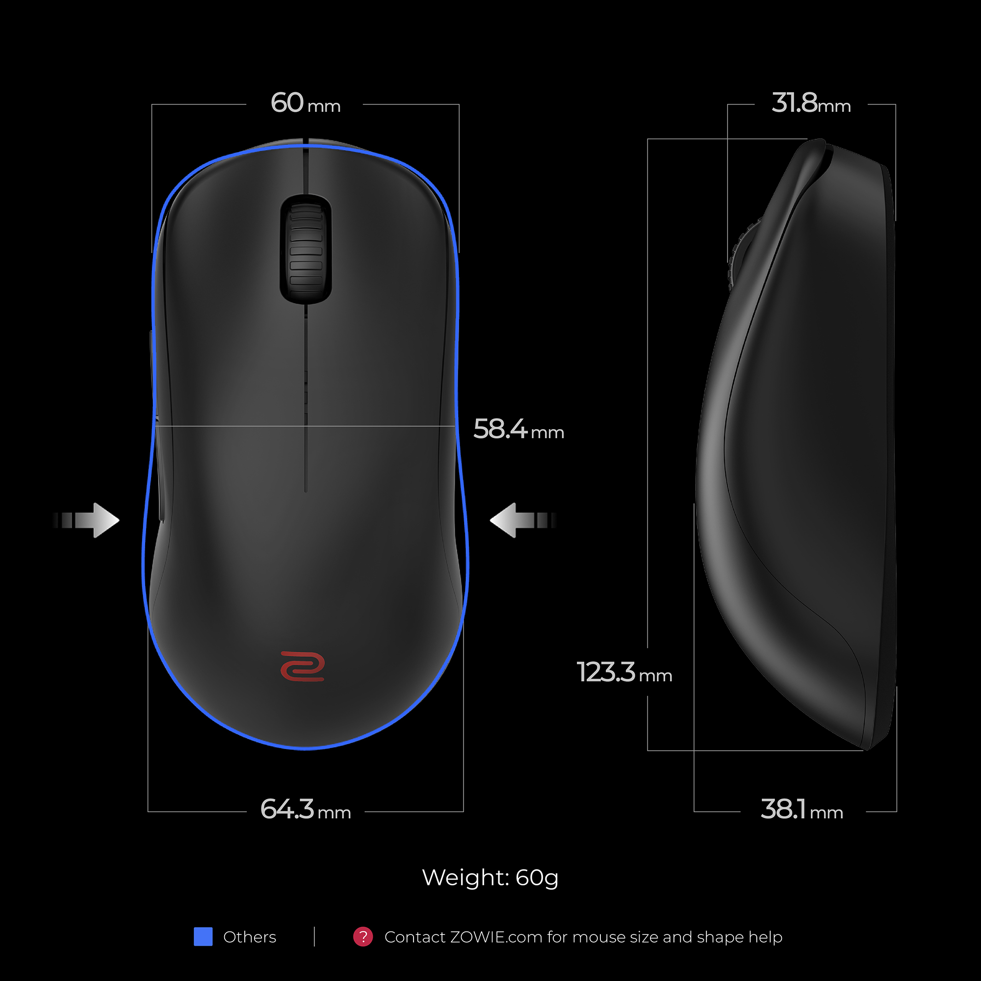 BenQ ZOWIE U2-DW 4K Wireless Mouse for Esports | Enhanced Receiver ...