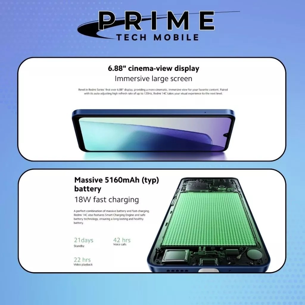 REDMI 14C 16GB* RAM (8+8GB Extended RAM) + 256GB ROM | 18W Fast Charge ...