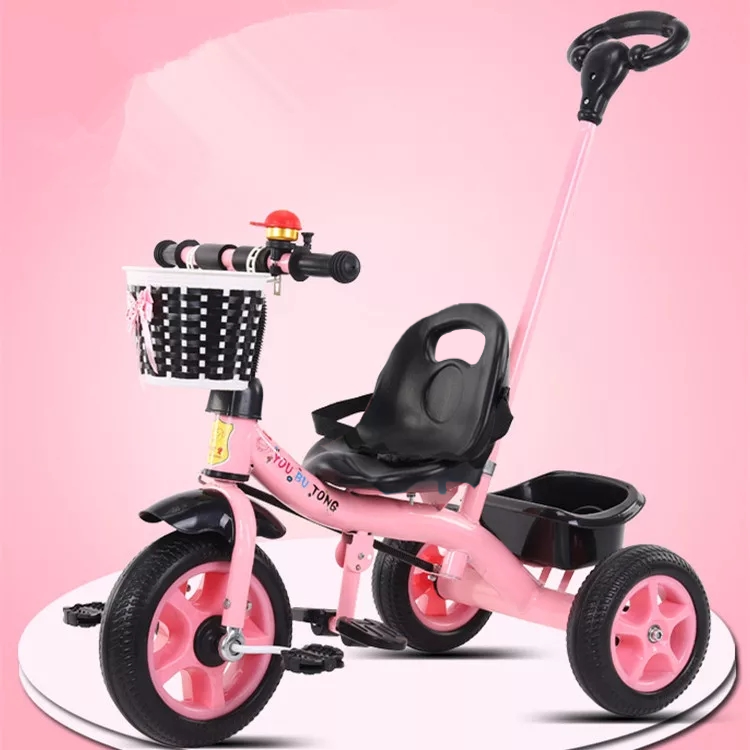 TATIANA Bike for Kids 3 Wheels Trolley Bike Baby Stroller Bike With Front Back Basket Push ...