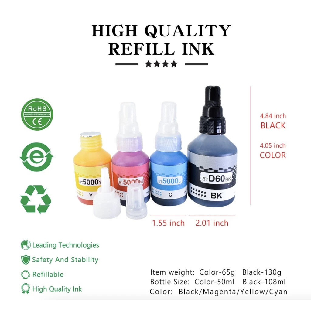 Brother Ink 108ml 50ml Original BTD60BK BT5000 DCP-T420W DCP-T510W DCP ...