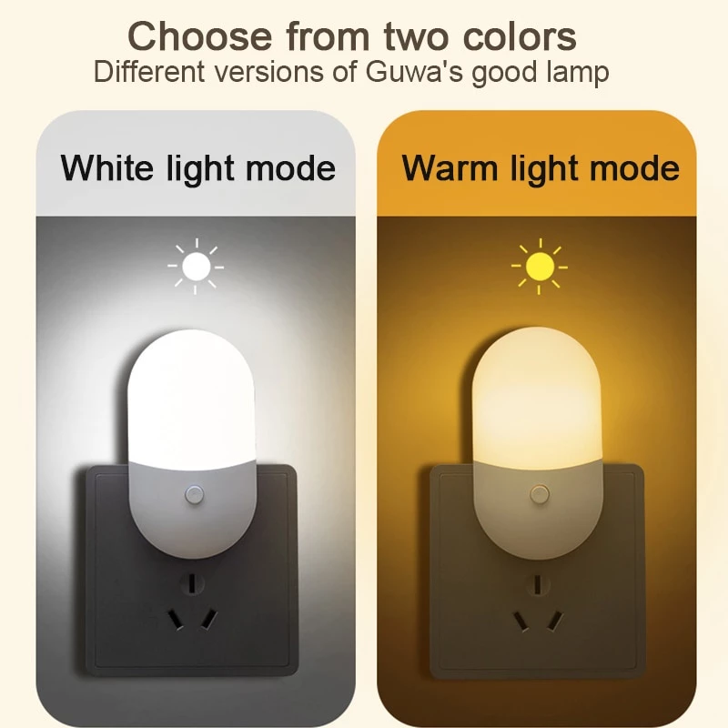 Dim Light Night Bedroom For Baby Plug-In Led Night Lights White Warm ...