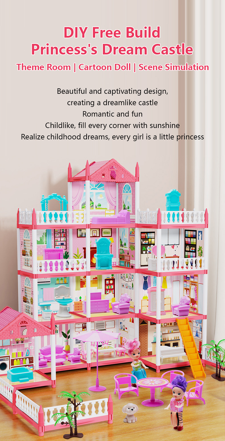 Doll House For Girls Birthday Gift Big Play House Toys Set Little ...