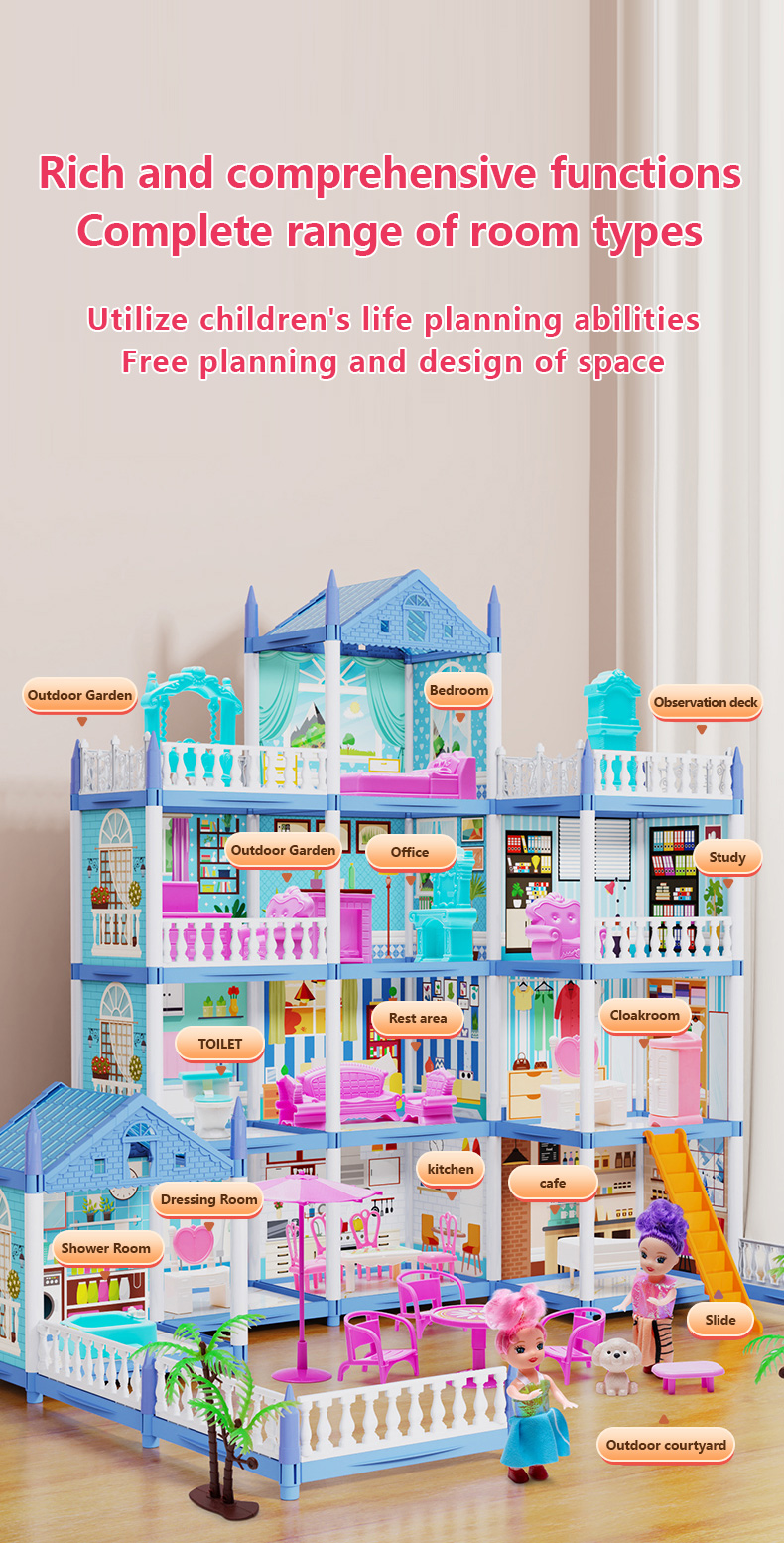 Doll House For Girls Birthday Gift Big Play House Toys Set Little ...
