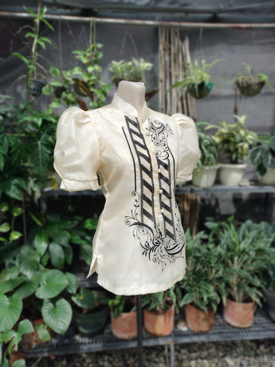 Ladies Barong Blouse Top Only Puff Sleeve Modern Filipiniana Attire for ...