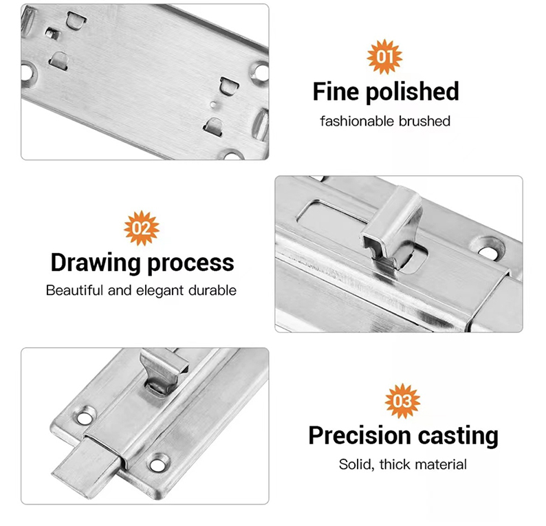 HS Stainless Steel Barrel Bolt Door Latch With Screws Hardware Door ...