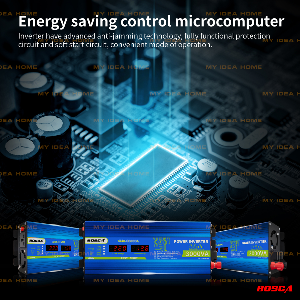 BOSCA Solar Power Inverter 1500W 2000W & 3000W DC12V To AC 220-230V W ...