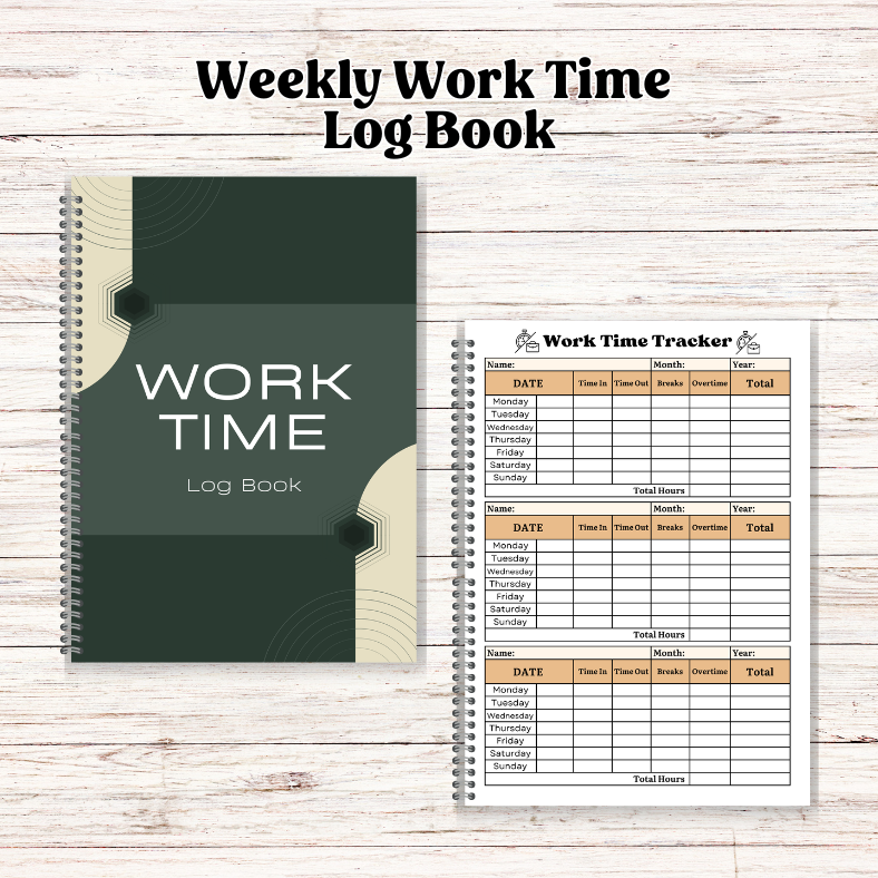 A&J Work Time Log Book Tracker Notebook Record Book 70 Pages Wire Bind ...