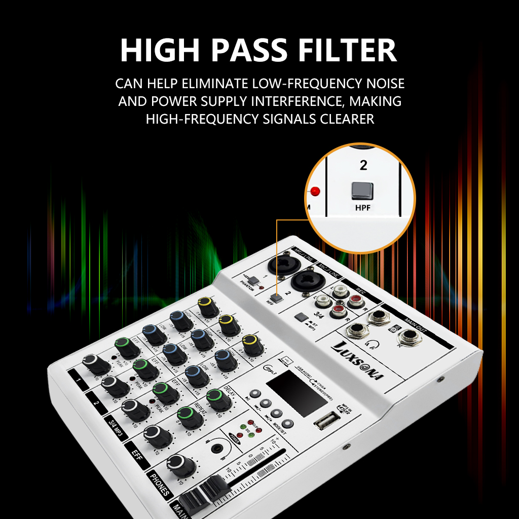 Professional Audio Mixer USB 4 Channel Mixer with Bluetooth KTV ...