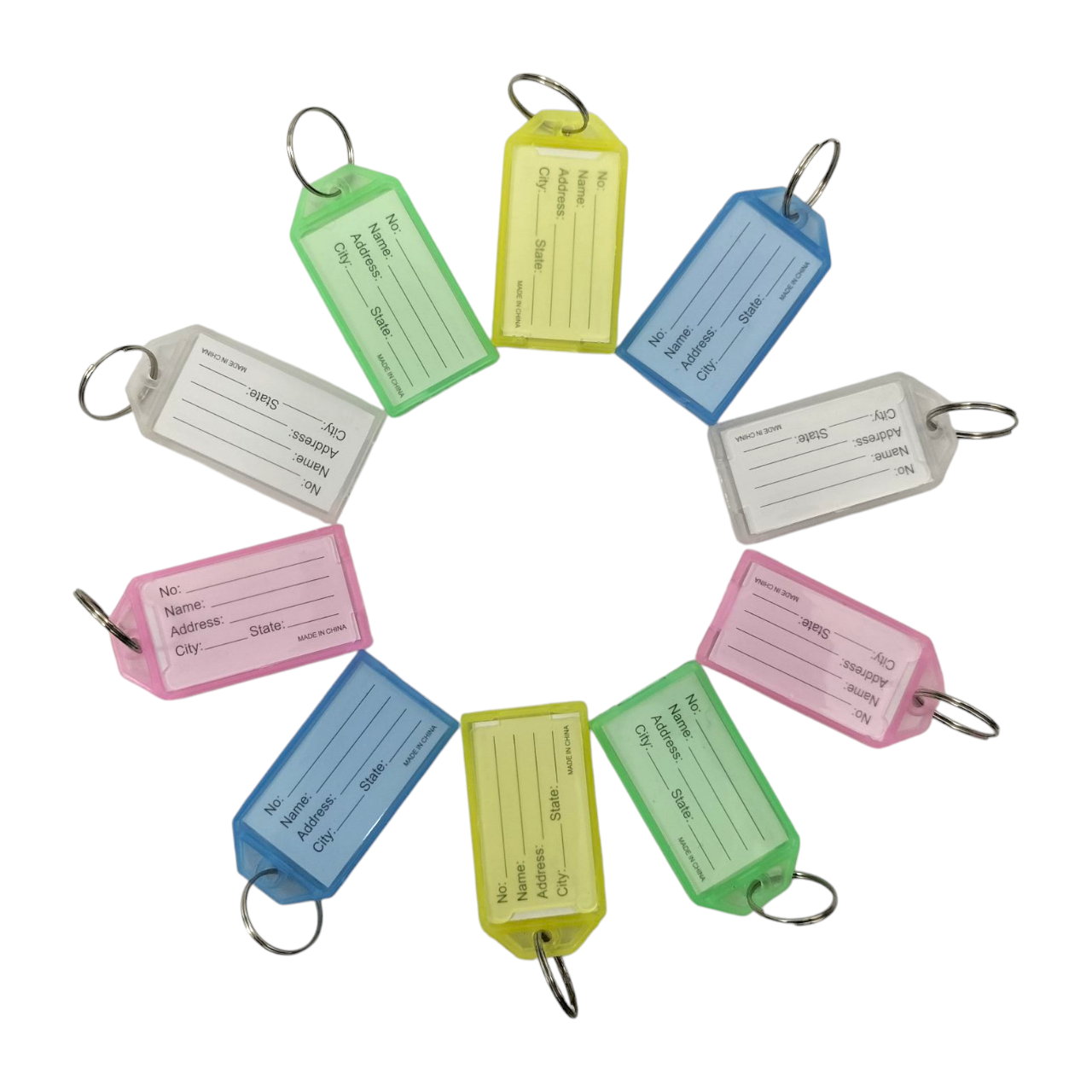 30PCS Colorful Flip Key Tags with Swivel Split Ring Label ID Luggage ...