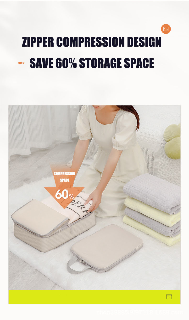 8pcs Travel Packable Bag Zipper Compression Packing Cubes Container ...