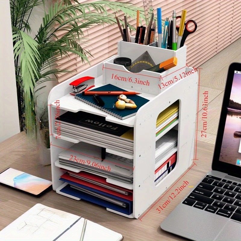 multi-layer Desk Storage Bookshelf Folder Book Office Paper Storage Box ...