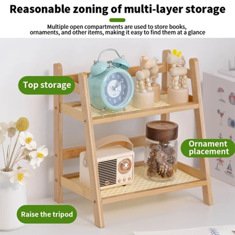 INTEX Table Storage Rack Wooden Double-Layer Table Shelf Bedroom Living ...