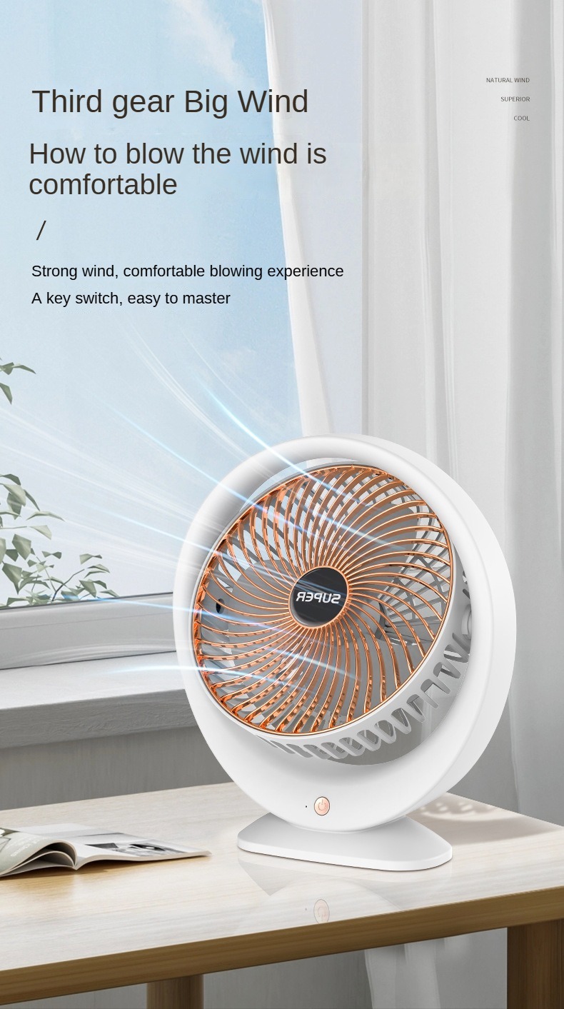 Mini desk fan Large wind noiseless Strong wind 180 Degree Rotation ...