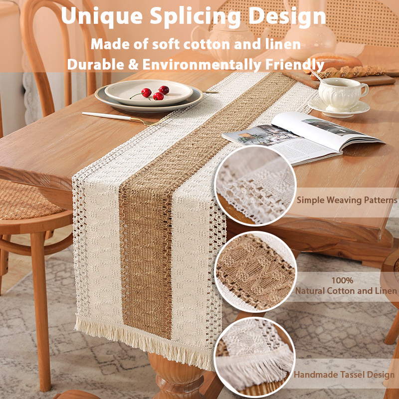 Table Runner Cotton Linen Vintage Style Table Cloth Minimalist Home ...