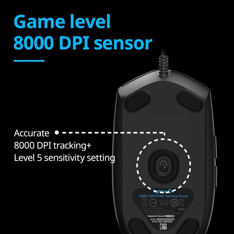 Logitech G102 Light Sync Gaming Wired Mouse | Gaming Grade Sensor 8k ...