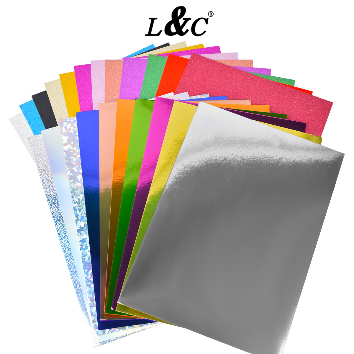 L&C 10pcs 250gsm Glitter and Shiny Metallic Mirror Cardstock Board DIY ...