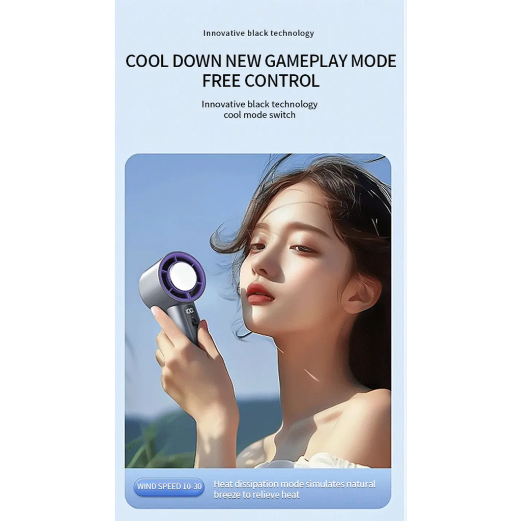 100 Speed Rechargeable Mini Turbo Cooling Standing Fan Portable LED ...