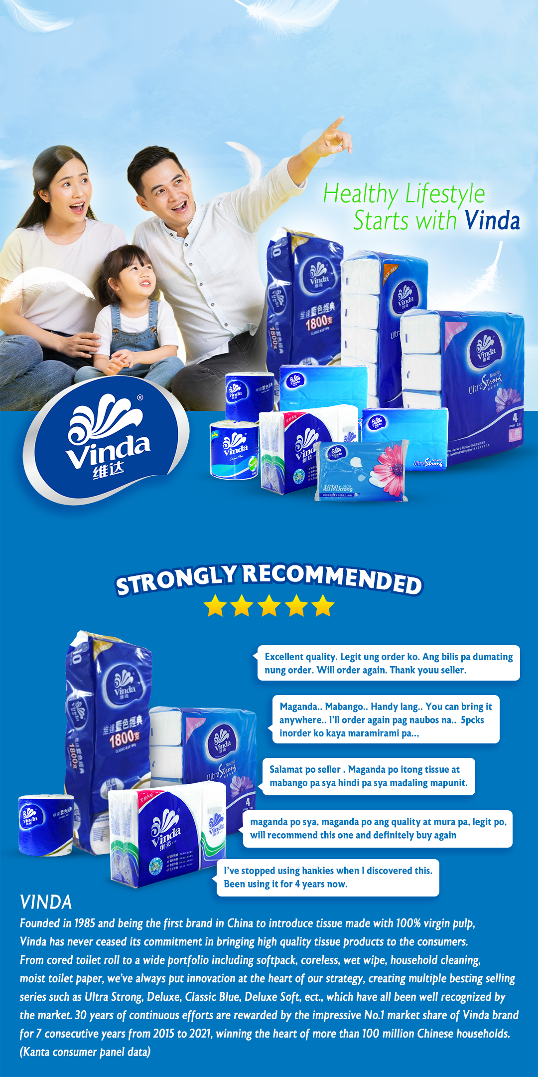 Vinda Classic Travel Pack Tissue Paper Small 110 sheets 3ply x 5 packs ...