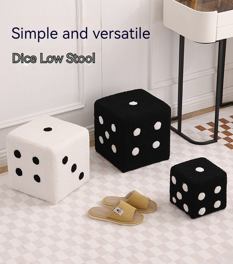 Lamb's Wool Dice Stool Children's Creative Low Stool Solid Wood Shoe ...