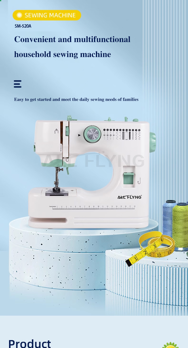 【ALL FLYING】Portable Electric 520 Sewing Machine Household 12 stitches ...