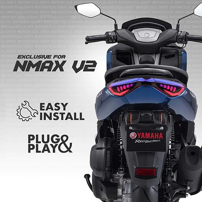 Nmax V2 Tail Light RGB Smoke Lens 46 Modes LED VIVID Color Plug And ...