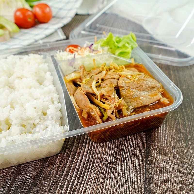 150PCS Plastic Bento Box Tray With Plastic Lid Microwavable Clear Food ...