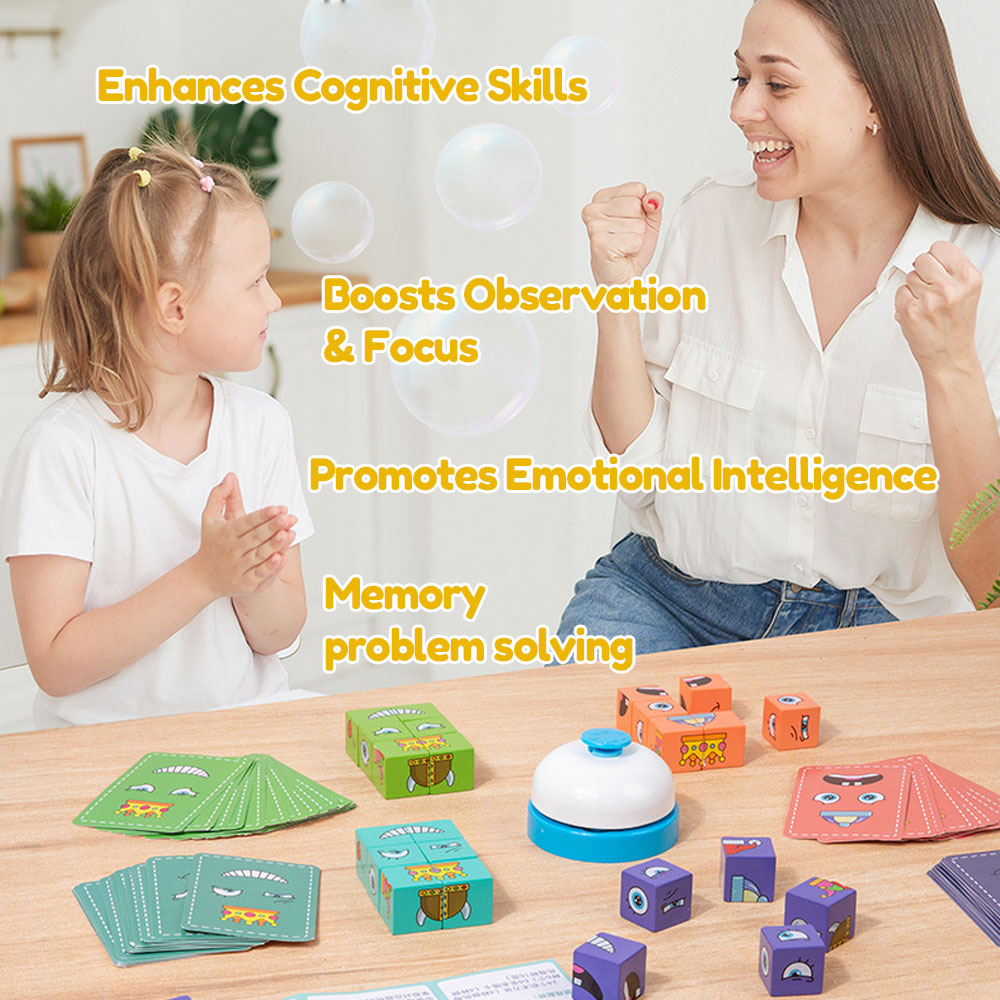 Wooden Face Changing Educational Toys for Kid Expression Puzzle Blocks ...
