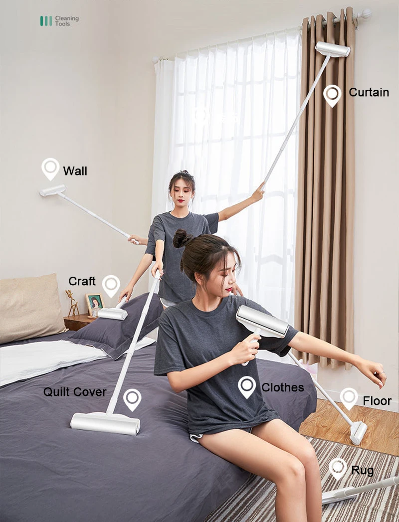 Dust Hair Roller Stick Retractable Cleaning Sticking Sticky Tearable Duster Remover Lints ...