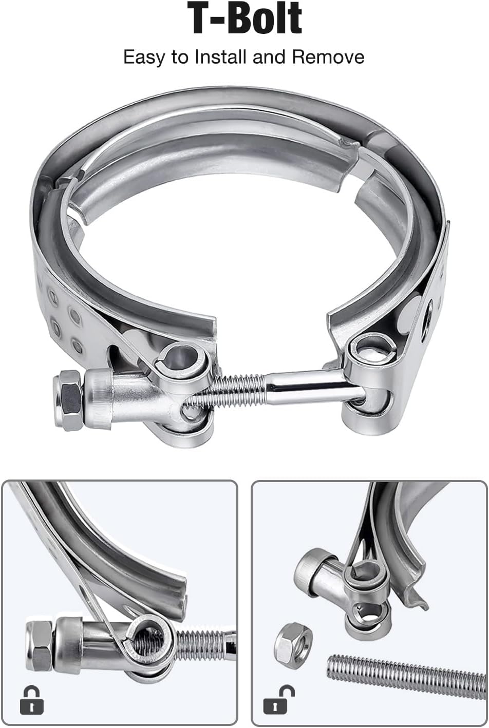 304 Stainless Steel Car Motorcycle V Band Clamp Exhaust Pipe Clamp ...