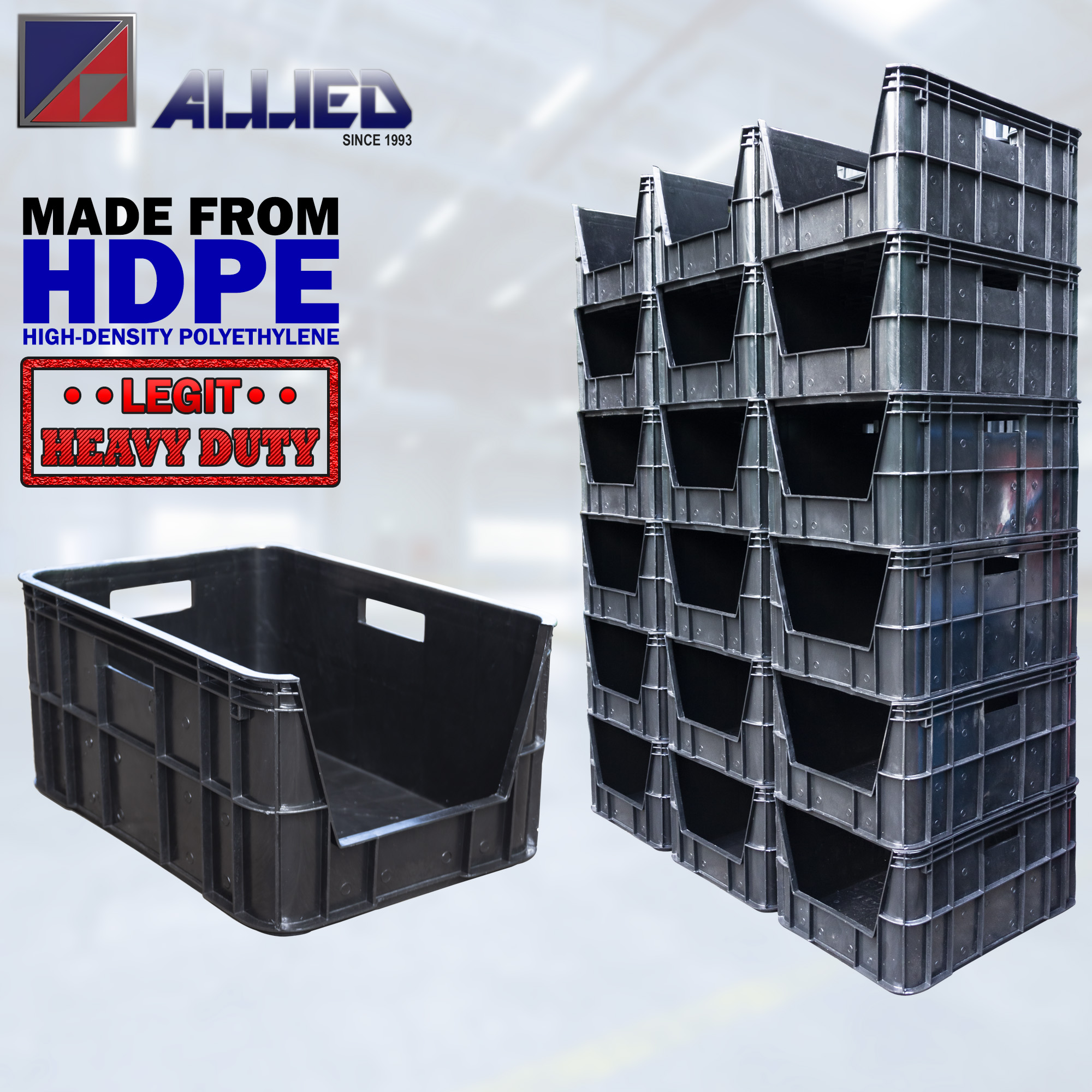 Allied Bin Crate Heavy Duty Stackable Storage Organizer | Shopee ...