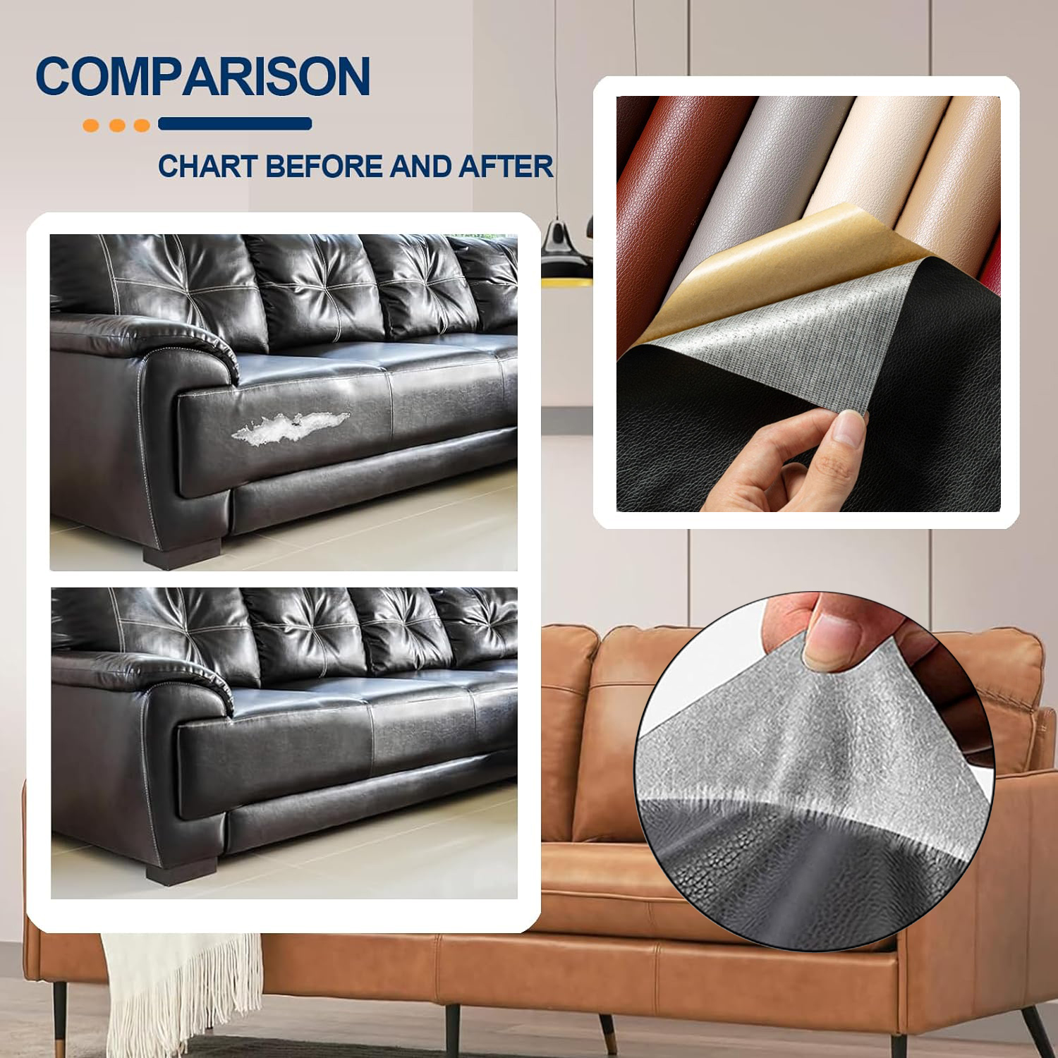 PU Leather Repair Patch Self-Adhesive Sofa Repair PU Fabric Stickers ...