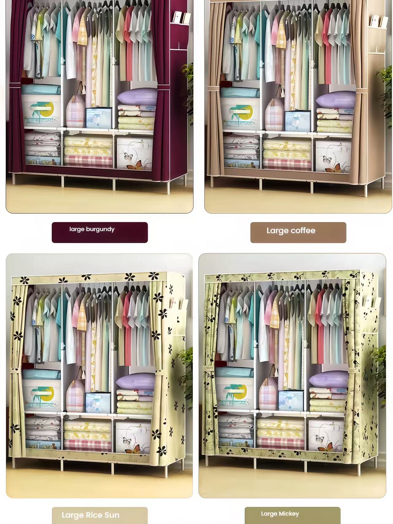 COD Clothes Cabinet Wardrobe Clothes Storage Bedroom Heavy Duty drower ...