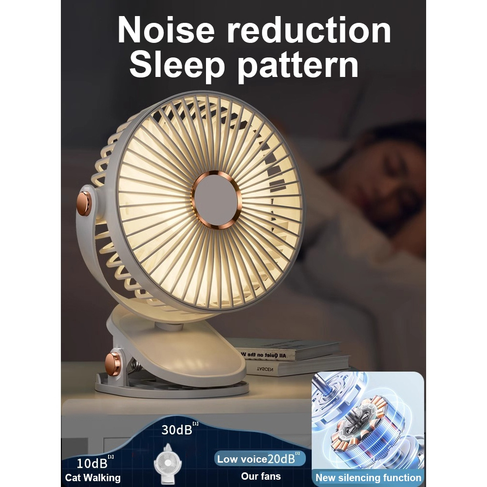 Clip Fan USB rechargeable fan with Light electric fan Power Saving ...