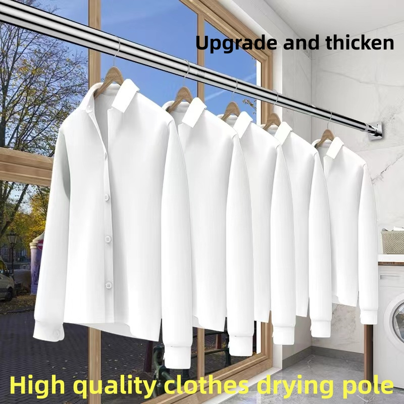 Multi Functional Adjustable Dry Clothes Rod Punch-free Telescopic Rod ...