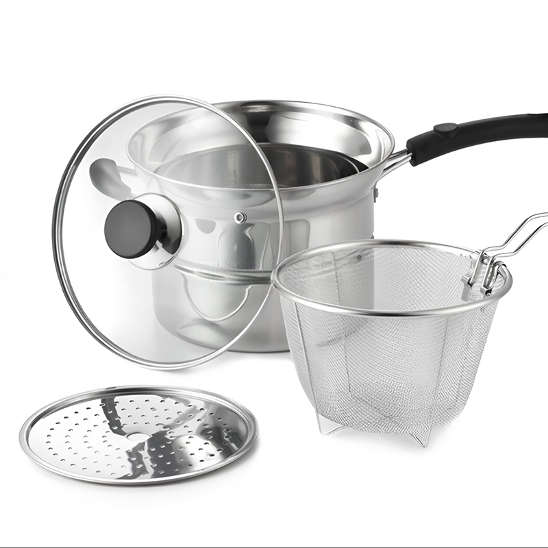 Natures Glow 3 in 1 Multifunctional Stainless Steel Steamer Frying Pan ...