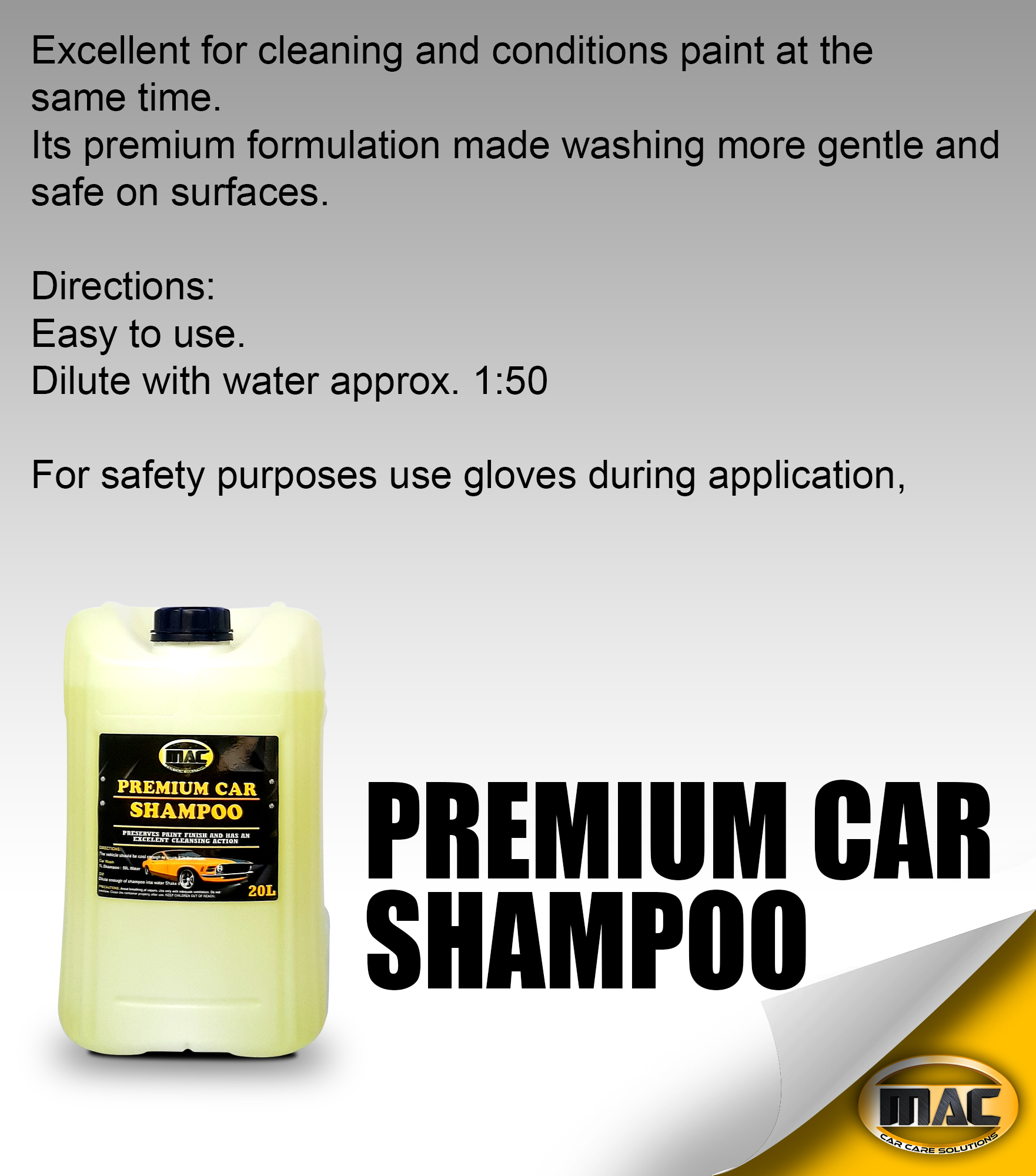 MAC PREMIUM CAR SHAMPOO for Cars, Bikes, and Motorcycles Paint & Body ...