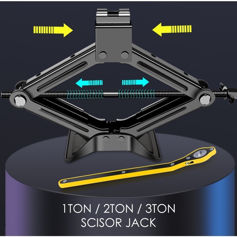 3T/2.0T/1.5T/1.0T Mechanical Heavy Duty Steel Saving Scissor Thicken Car Jack Wrench Repair ...