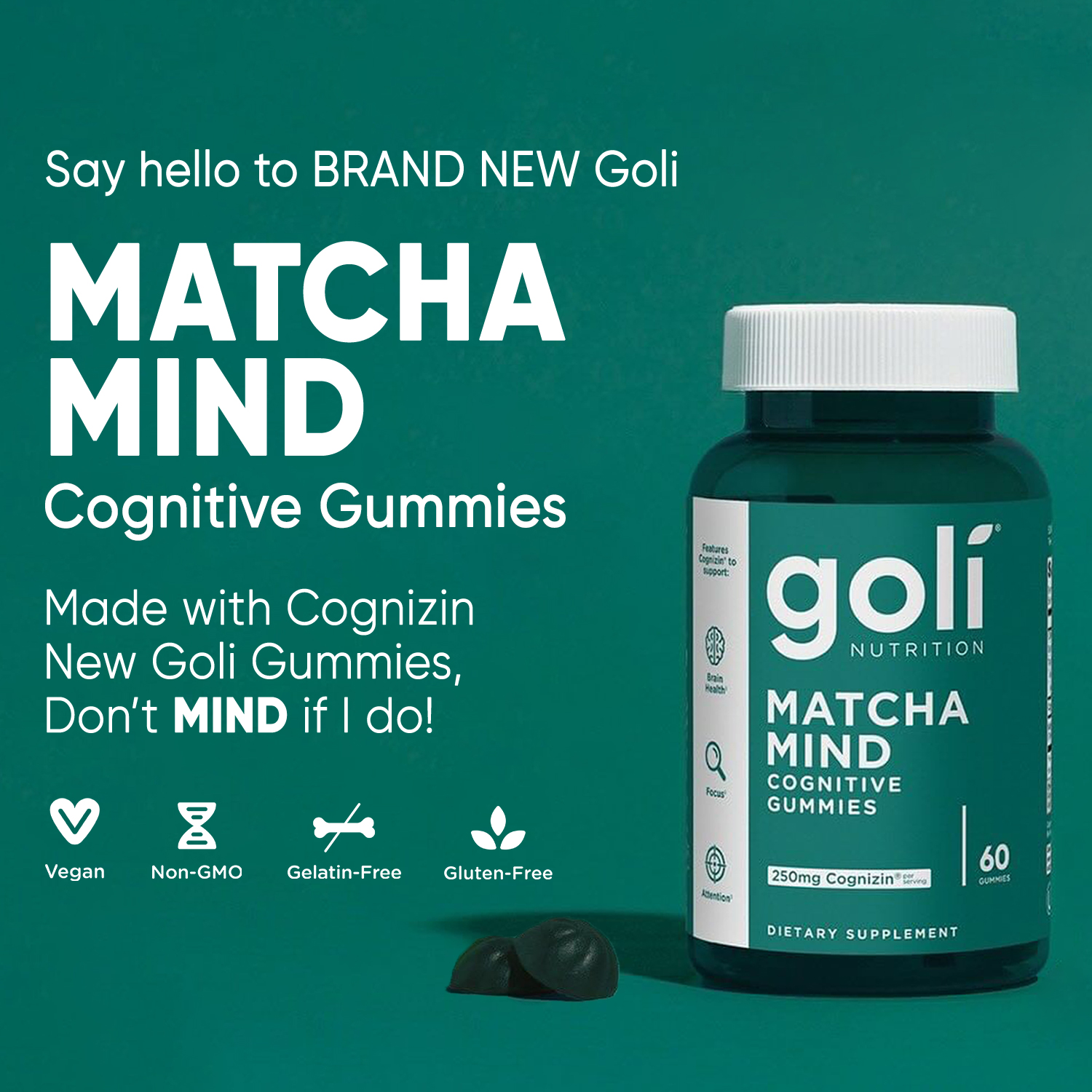 Goli Matcha Mind Cognitive 30 pcs with Cognizin that Helps Brain Health Support [EXP: 11/2025 ...