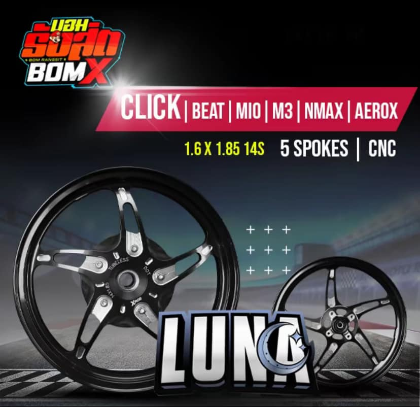 BOM RANGSIT MAGS LUNA Bom X mags CLICK/MIO110/M3 5 SPOKES CNC RIM FOR ...